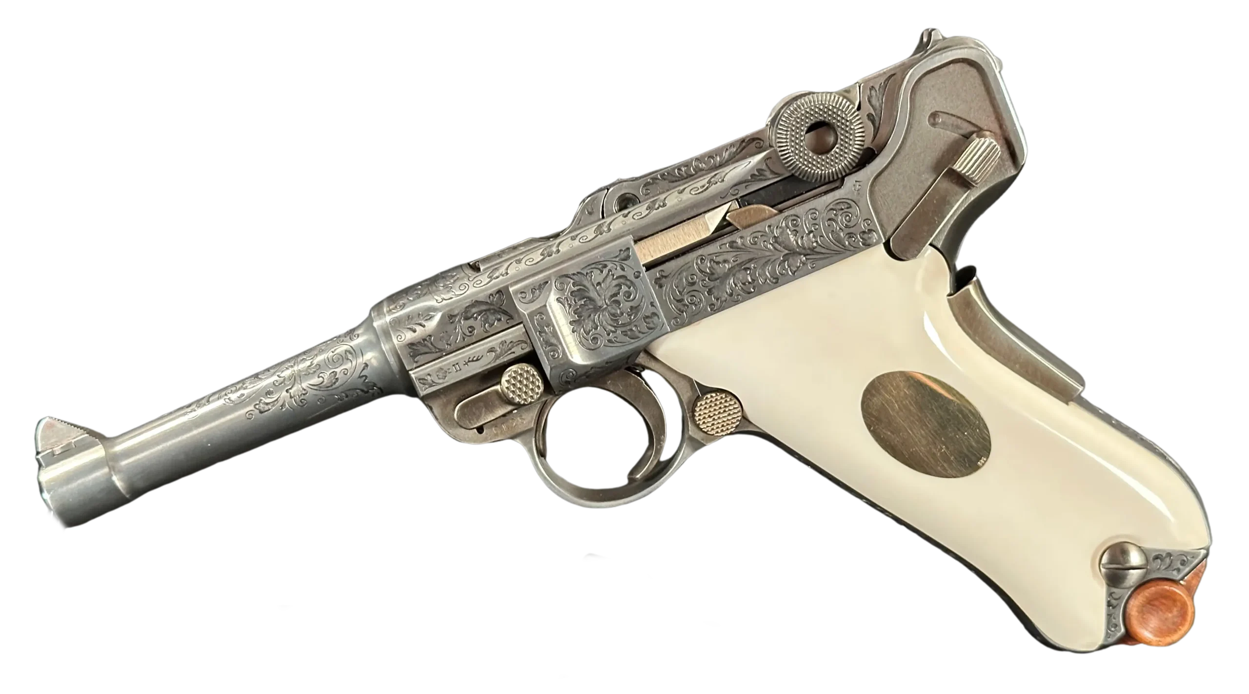 IWA Mauser P08 Luger | Engraved Stainless with Ivory Grips