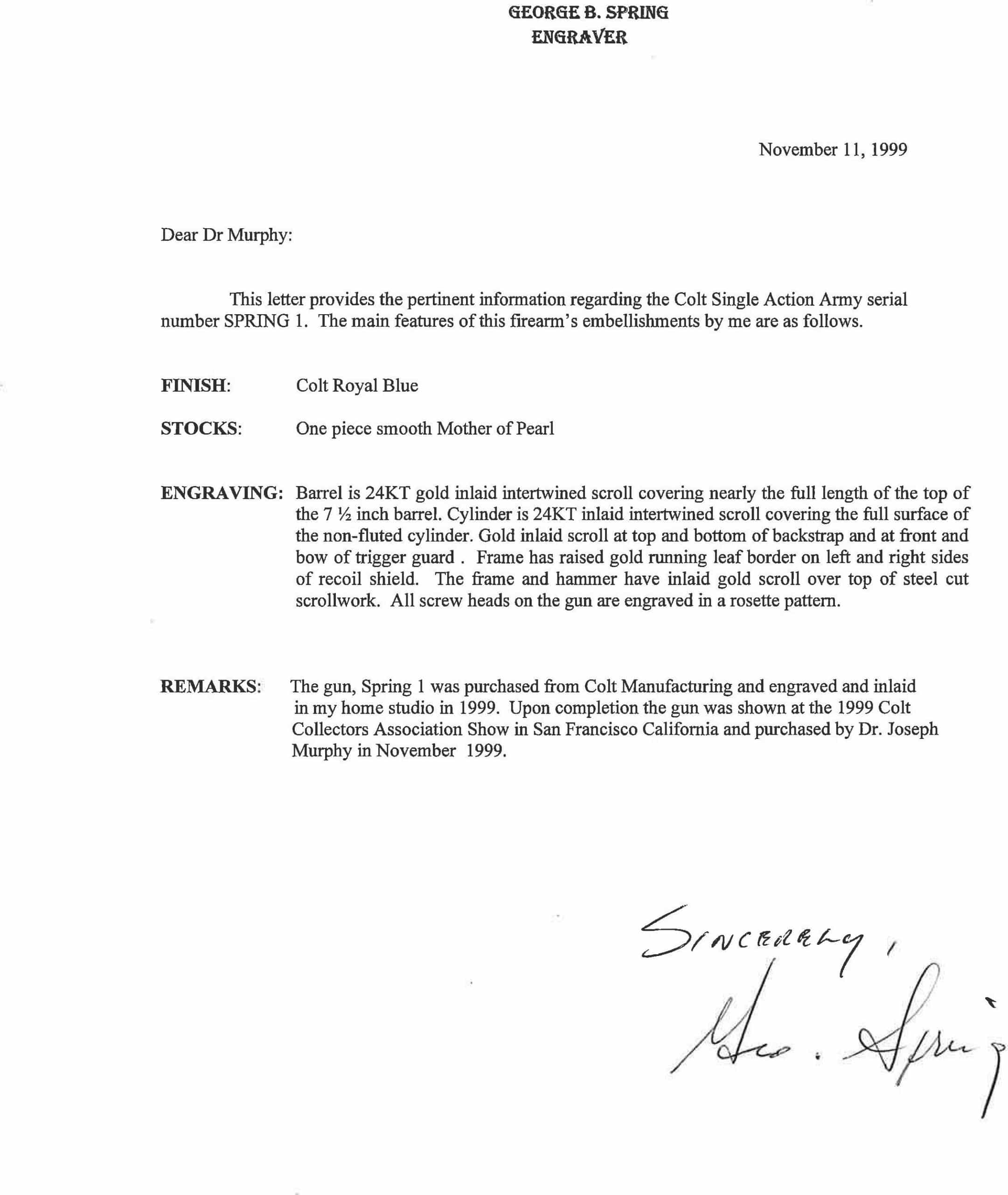 Engraved Colt Revolver - George Spring Edition | Luxus Capital